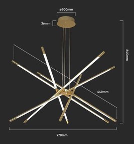 LED Solution Zlaté závěsné LED svítidlo designové 97cm 42W stmívatelné 15343