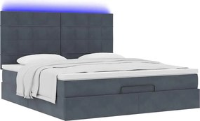 Osmanský rám postele s matracíes tmavě šedá 160x200cm samet 3314331