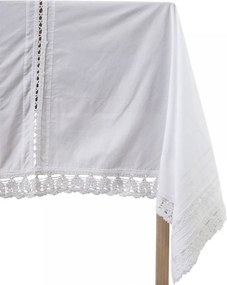 Bílý bavlněný ubrus s krajkou Valine - 140*340 cm