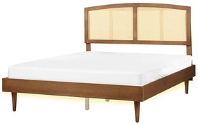LED postel 160 x 200 cm ze světlého dřeva VARZY Beliani