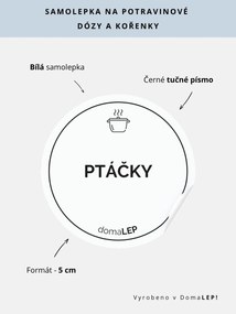 Samolepka na kořenky PTÁČKY bílá 5 cm tučné písmo