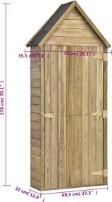 vidaXL Zahradní kůlna na nářadí 69,5x32x178 cm impregnovaná borovice [46358]