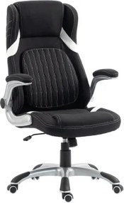Ergonomická kancelářská židle Vinsetto s látkou ve vzhledu lnu a bederní opěrkou, výškově nastavitelná, s houpací funkcí, černá