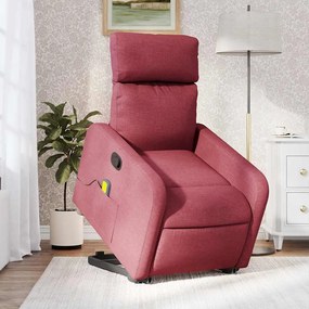 Zvedací masážní polohovací křeslo vínové textil 3206711