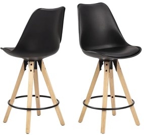 Moderní designová barová židle Nascha černá-přírodní