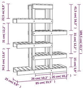 Stojan na rostliny 85x25x109,5 cm masivní borové dřevo - Default Title