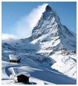 DIMEX | Vliesová fototapeta na zeď Matterhorn MS-3-0073 | 225 x 250 cm | bílá, modrá