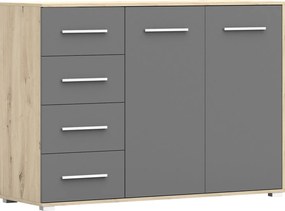 IDZ Komoda FRIDA 2D4S 01, 135 cm Grafit / Dub Artisan