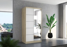Posuvná skříň se zrcadlem ORLANDO 100 sonoma – bílá