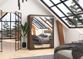 ADRK Furniture Posuvná skříň se zrcadlem a LED osvětlením ALEN 150 SW-ALE-CH-150+L-V158