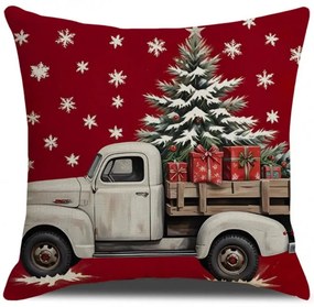 Vánoční povlak na polštář TRUCKMAS 45x45 cm, červený