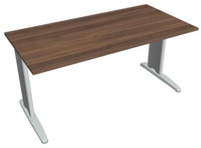 Stůl pracovní rovný 160 cm - Hobis Flex FS 1600 Dekor stolové desky: ořech, Barva nohou: Stříbrná
