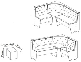 Casarredo Jídelní rohový SET CORNER dub sonoma/látka