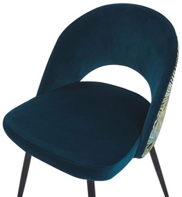 Sada 2 sametových jídelních židlí modrá VIVIAN Beliani