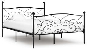 vidaXL Rám postele s laťkovým roštem černý kov 120 x 200 cm