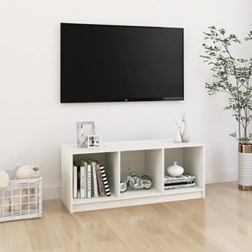 TV stolek bílý 104 x 33 x 41 cm masivní borové dřevo