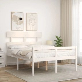 Postel s čelem pro seniory bílý 120x200 cm masivní dřevo 3195347
