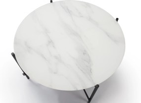 Skleněný konferenční stolek Kendall, černá/bílá, 43 cm