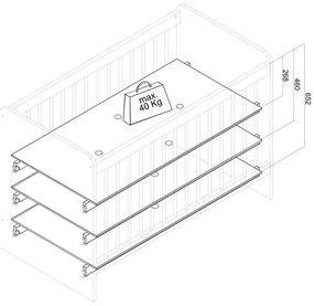 Dětská funkční postýlka 60x120 Spencer - bílá/šedá