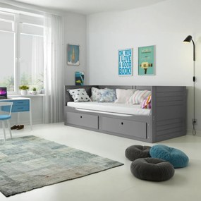 SMB Rozkládací postel s matrací HERME, 80-160x200 cm Dekor: Bílá