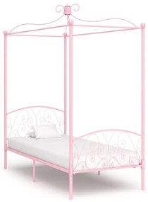 Rám postele s nebesy růžový kovový 100 x 200 cm,  284487 HangarStore.cz