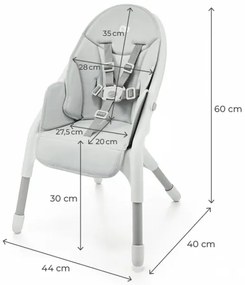 KINDERKRAFT - Dětská jídelní židle 2v1 DINNLY šedá