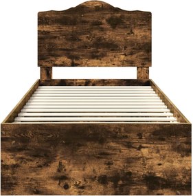 Rám postele s čelo Kouřový dub 90 x 200 cm Masivní borové dřevo 3413357