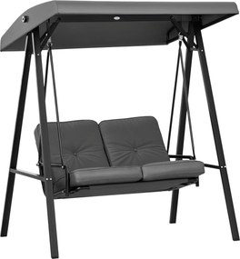 Outsunny Hollywood závěs na zahradní houpačce pro 2 osoby s nastavitelnou sluneční clonou, nosnost až 220 kg, zahradní lehátko, 145 x 116 x 172 cm, tm
