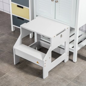HOMCOM 2v1 učení věž a stolička pro děti 3+ let, přestavitelná na stůl s tabulí a bezpečnostním pruhem 42x44x86 cm Šedá