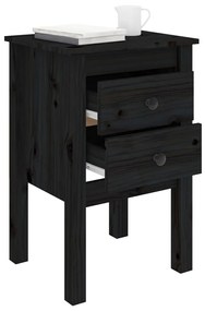 Noční stolek Černá 40 x 35 x 61,5 cm masivní borové dřevo - Default Title