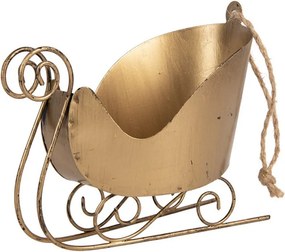 Zlatá antik vánoční ozdoba retro kovové sáně - 14*7*12 cm