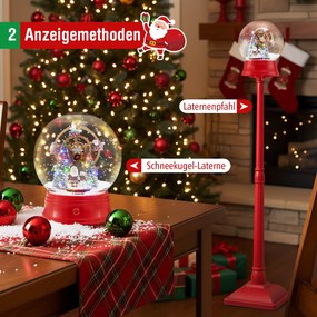 Costway 153 cm hudební vánoční pouliční lampa sněhová koule lucerna