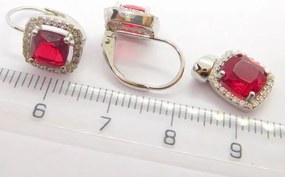 Klenoty Budín Rhodiovaná stříbrná souprava s červenými rubíny a zirkony 925/1000 030656200003