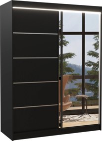 ADRK Furniture Posuvná skříň se zrcadlem a LED osvětlením LIMBO 150 SW-LIM-B-150+L-V208