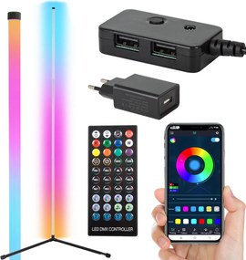 Verk Group Podlahová rohová rgb led lampa na noční stolek pro použití v ložnici 1,5