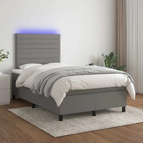 Box spring postel s matrací a LED tmavě šedá 120x190 cm textil 3270205