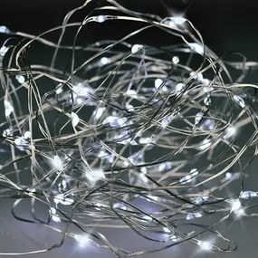 Solight vánoční řetěz 100x mini LED stříbrná / 10m / 3 x AA