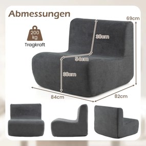 Costway Sedací vak pohodlné křeslo na podlahu s měkkým sametem a ergonomickou