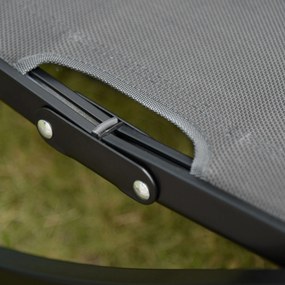 Outsunny sada 2 lehátek zahradní lehátka látková relaxační lehátka ergonomická hliníková Texteline tmavě šedá 165 x 61 x 63 cm | Aosom