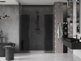 Mexen Velar L Duo, posuvné sprchové dveře do otvoru 180 cm, 8mm šedé sklo, broušený grafit, 871-180-003-42-95