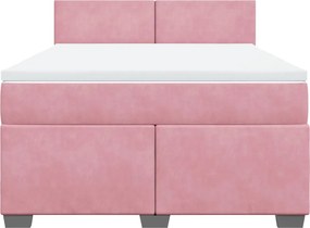 Box spring postel s matrací růžová 140x200 cm samet 3288629