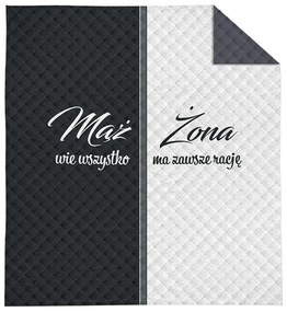 Detexpol Dekorační přehoz na postel 170x210 Manželka bílá černá šedá K_58 112 Přehoz na postel