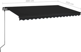 Ručně zatahovací markýza 400 x 350 cm antracitová 3069179