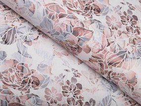 Biante Dekorační povlak na polštář Rongo RGP-501 Růžovo-fialkové květy na bílém 45 x 45 cm