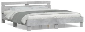 vidaXL Rám postele s čelem betonově šedý 160 x 200 cm kompozitní dřevo