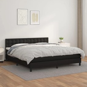 Box spring postel s matrací černá 180x200 cm umělá kůže - Default Title