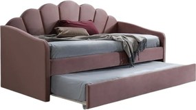 Čalouněná postel Bella Velvet 90x200 s výsuvnou přistýlkou pudrová