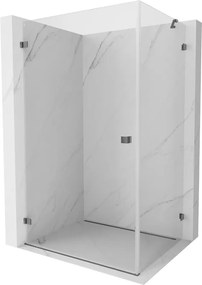 Mexen Lunar-B, výklopný sprchový kout levý 90 x 80 cm, 8mm čiré sklo, grafitový profil, 832-090-080-95-00-L