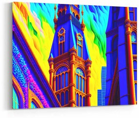 Obraz věže v barevném městě