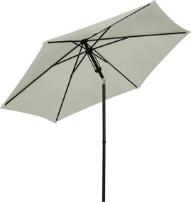 Slunečník do zahrady Outsunny s nastavitelným sklonem, rovný, manuálně ovládaný, s kovovou konstrukcí, hustota polyesteru 180 g/m², Ø 265 x 235H cm, s